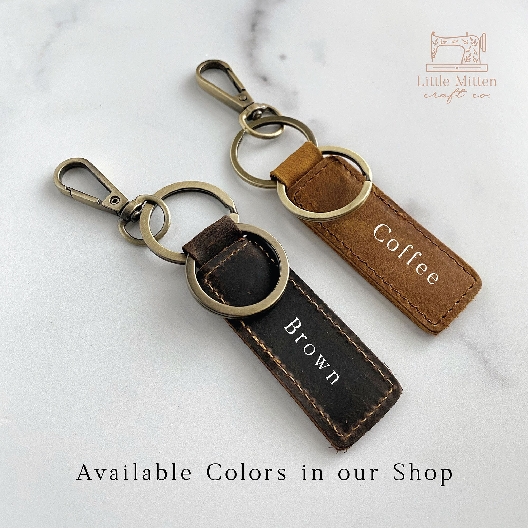 Genuine Leather Keychain Cowhide Keychain Light Brown key - Etsy