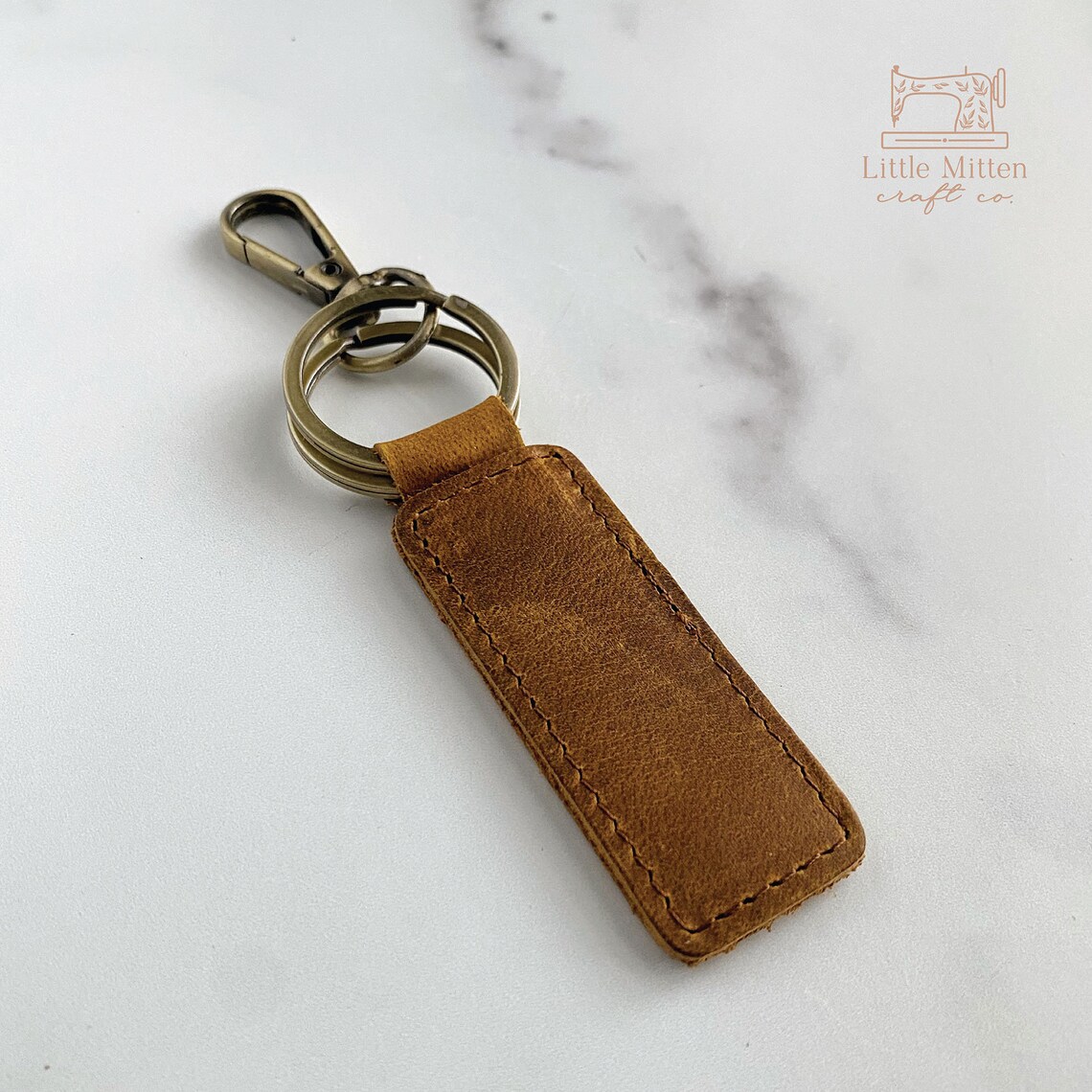 Genuine Leather Keychain Cowhide Keychain Light Brown key | Etsy