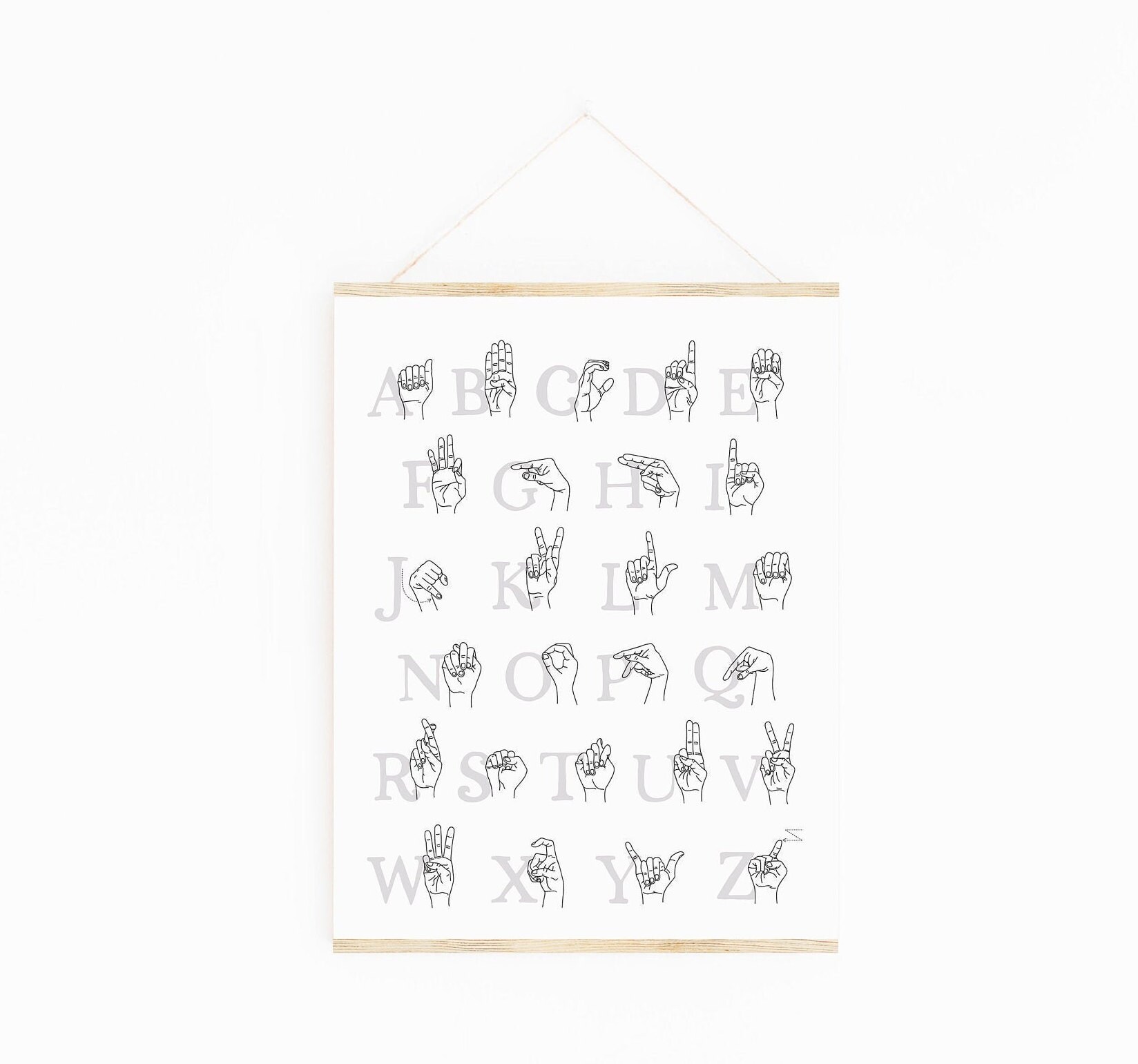 Sign Language Alphabet Print Black and White Alphabet Gender Neutral ...