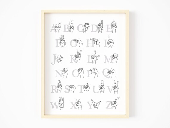 Sign Language Alphabet Print Black and White Alphabet - Etsy