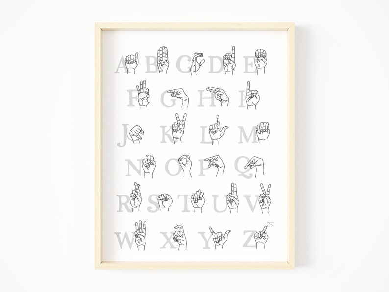 Sign Language Alphabet Print| Black and White Alphabet | Gender Neutral ...