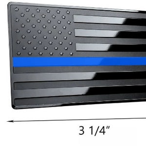 USA Black Metal Flag Emblem With Blue Line for Cars, Trucks 2"x 3 1/4 ...