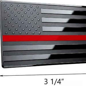 USA Black Metal Flag Emblem With Red Line for Cars, Trucks 2"x 3 1/4 ...
