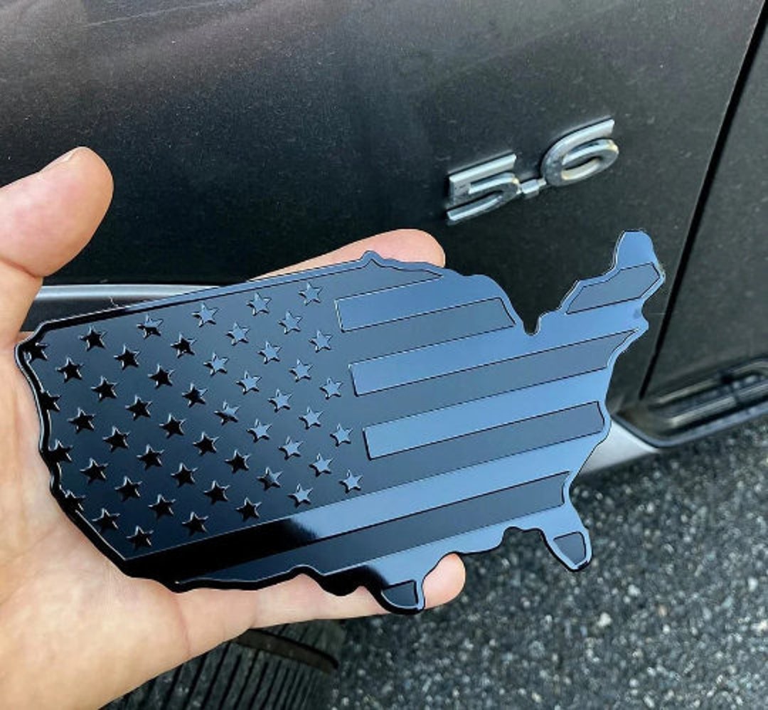 USA Black Metal Map Flag Emblem for Cars, Trucks 7"x4" - Etsy