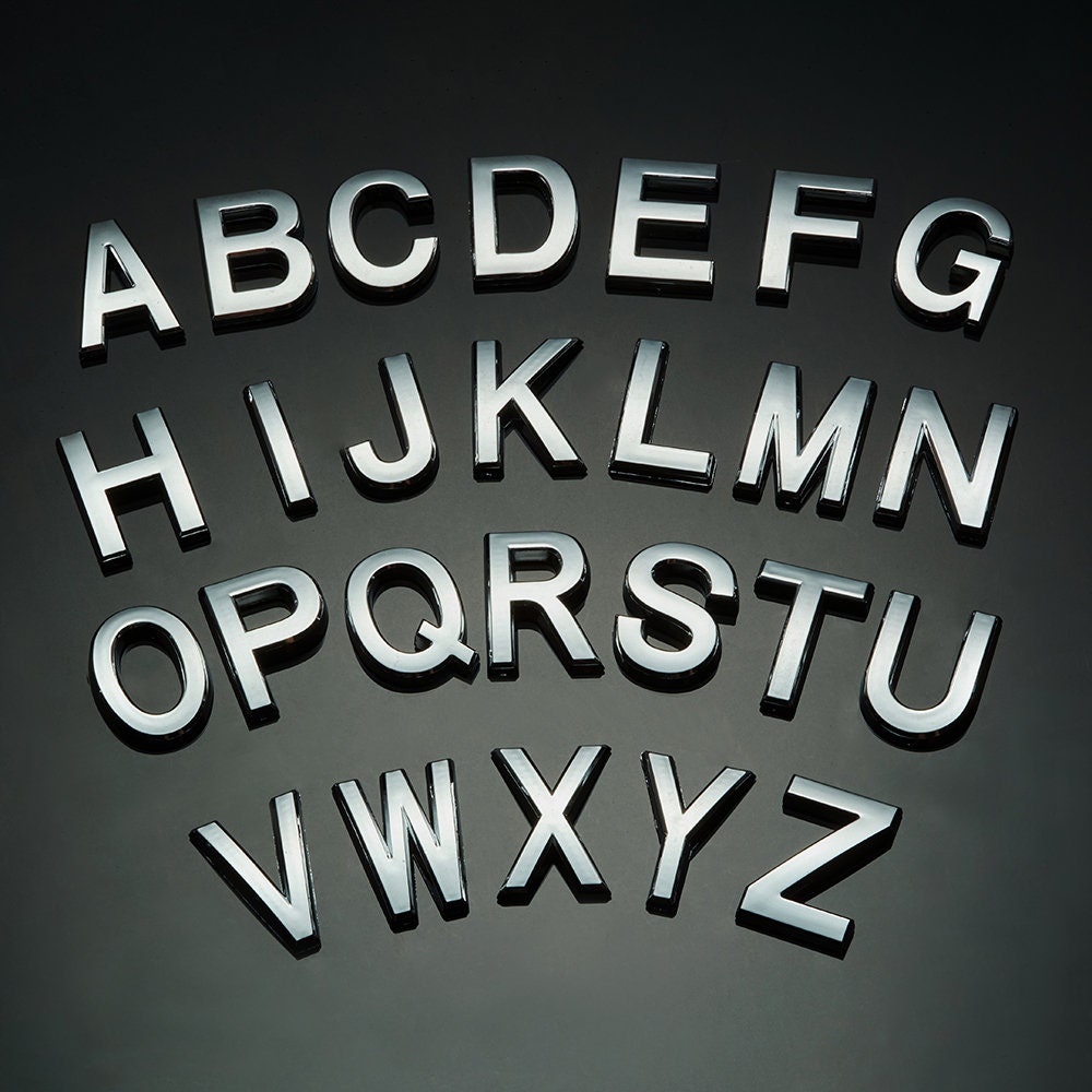 2.75 Custom 3D Sign Chrome Black Self Adhesive Alphabet Letters Emblem ...