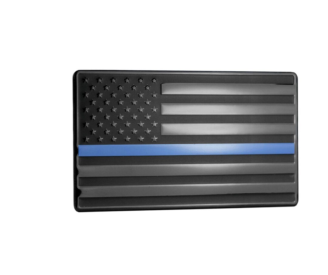USA Black With Blue Line Metal Flag Emblem for Cars, Trucks 5"x 3" 1pcs ...