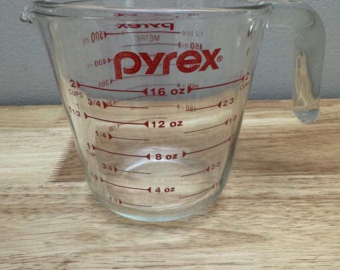 Pyrex 2 Cups 1/2 Liter Glass Measuring Cup Made in USA - Etsy