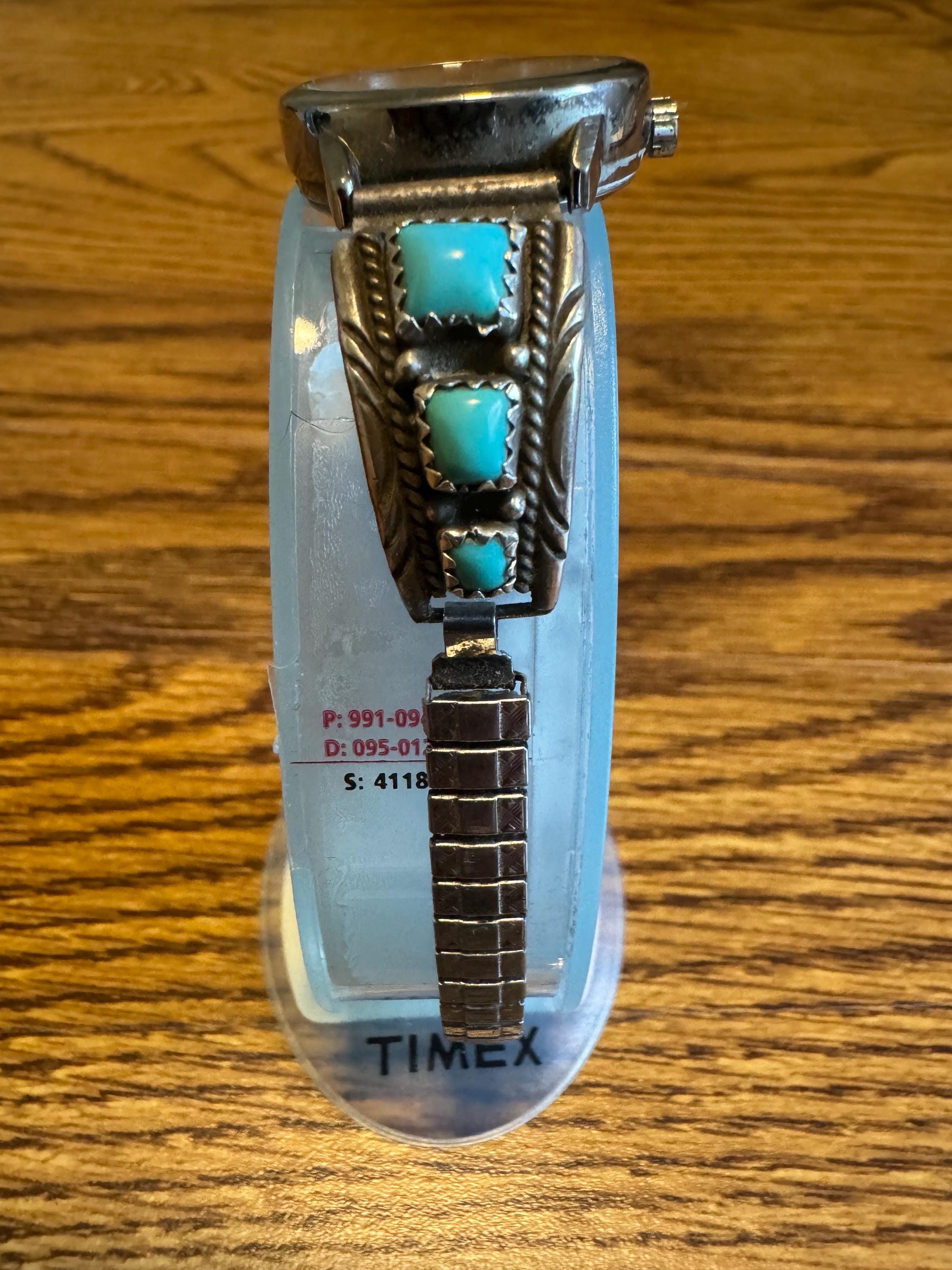 Ladies Vintage Native American Zuni Turquoise and Sterling Silver Watch ...