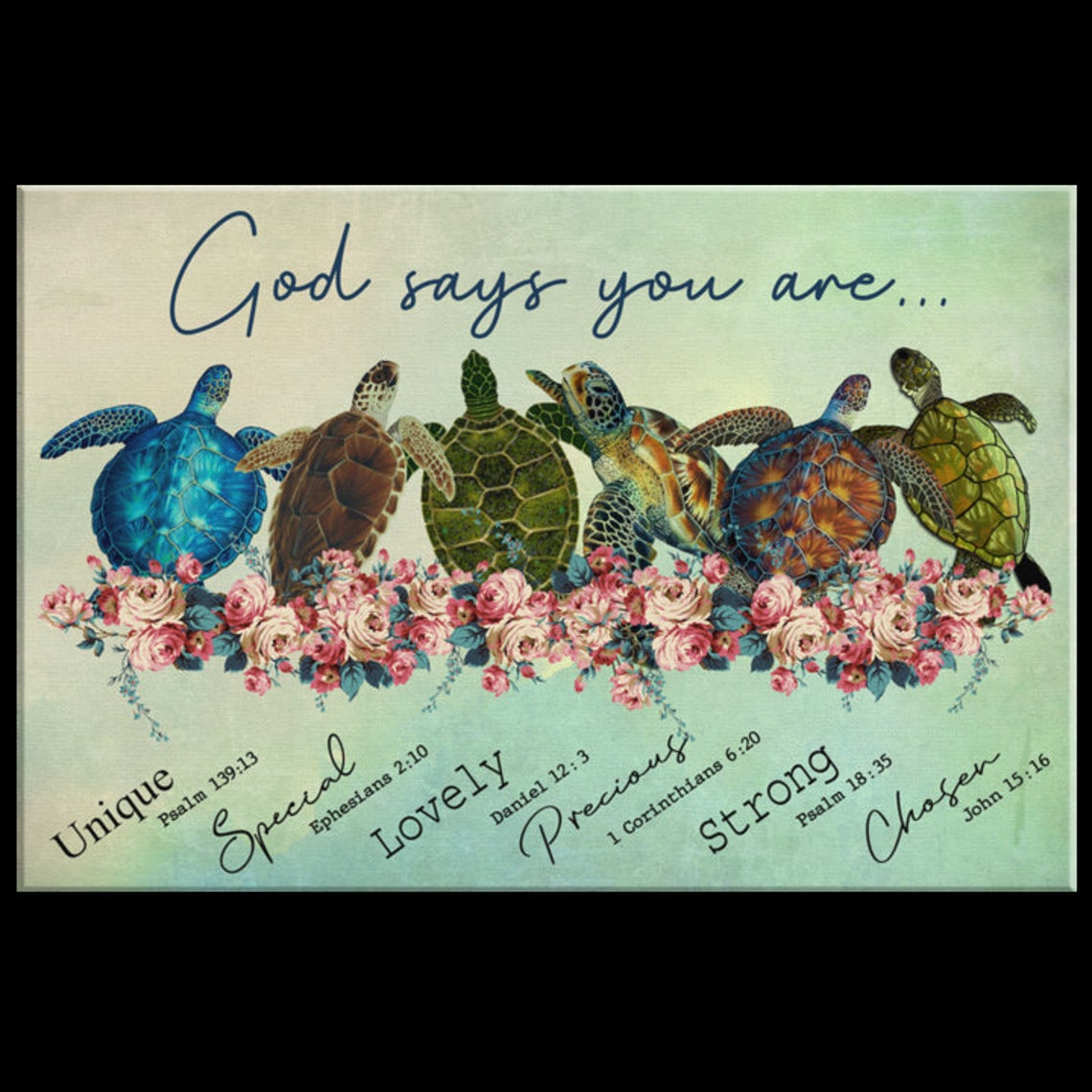 Turtle God Says You Are Christian Religious Canvas Wall Art | Etsy