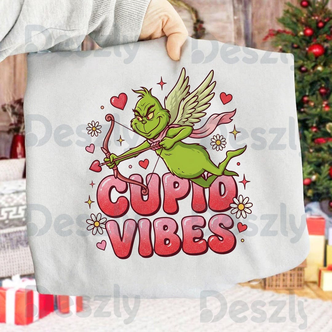 Cupid Vibes Grumpy Green Character Png, Love XOXO Png, Happy Valentine ...