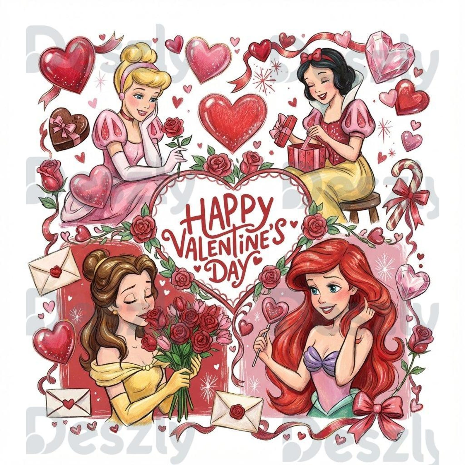 Magical Princess Valentine PNG, Happy Hearts Day, Disney Romance, Girls ...