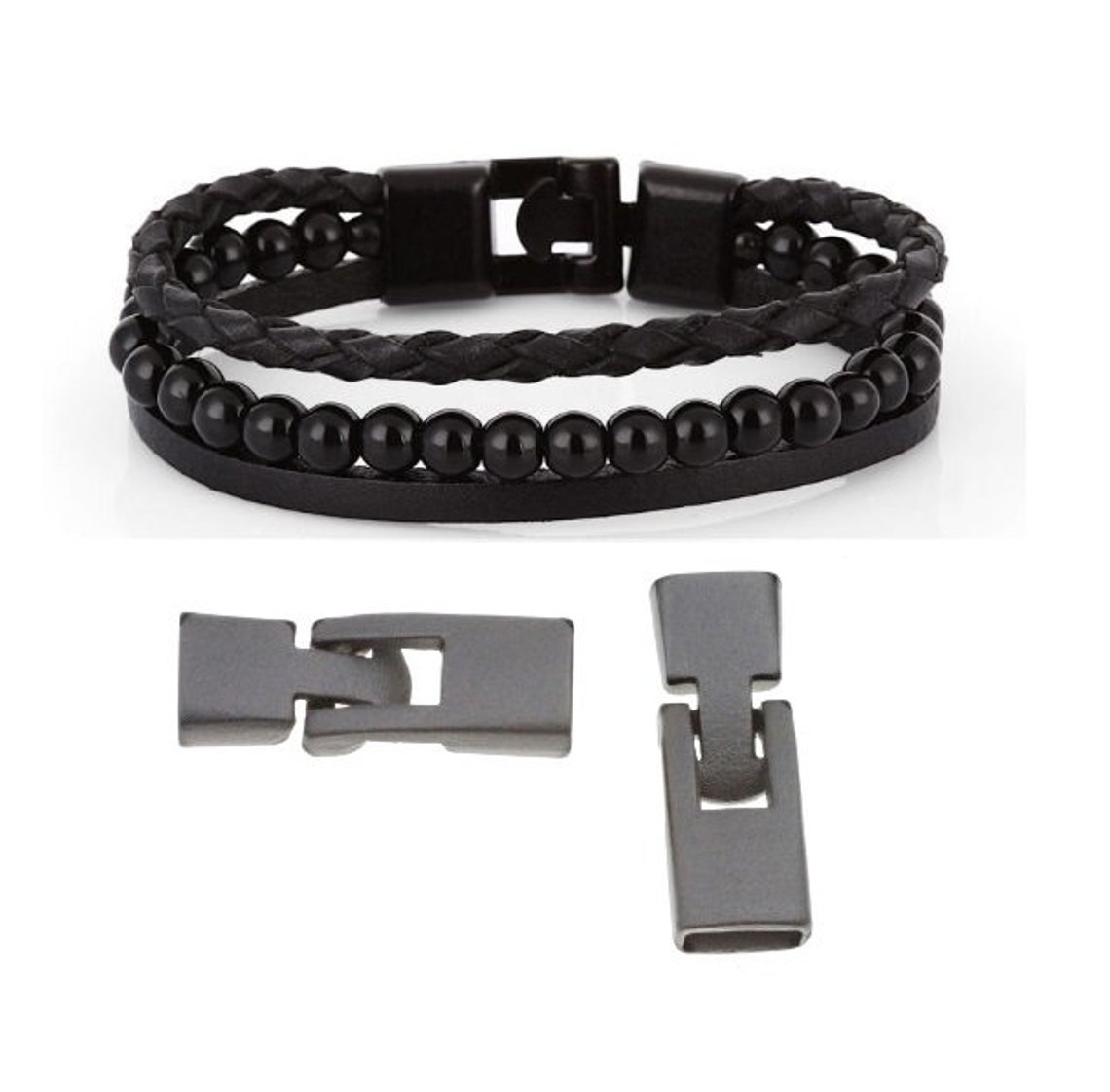 5 Bracelet Clasps Black Clasp Bracelet Clasps for Leather | Etsy