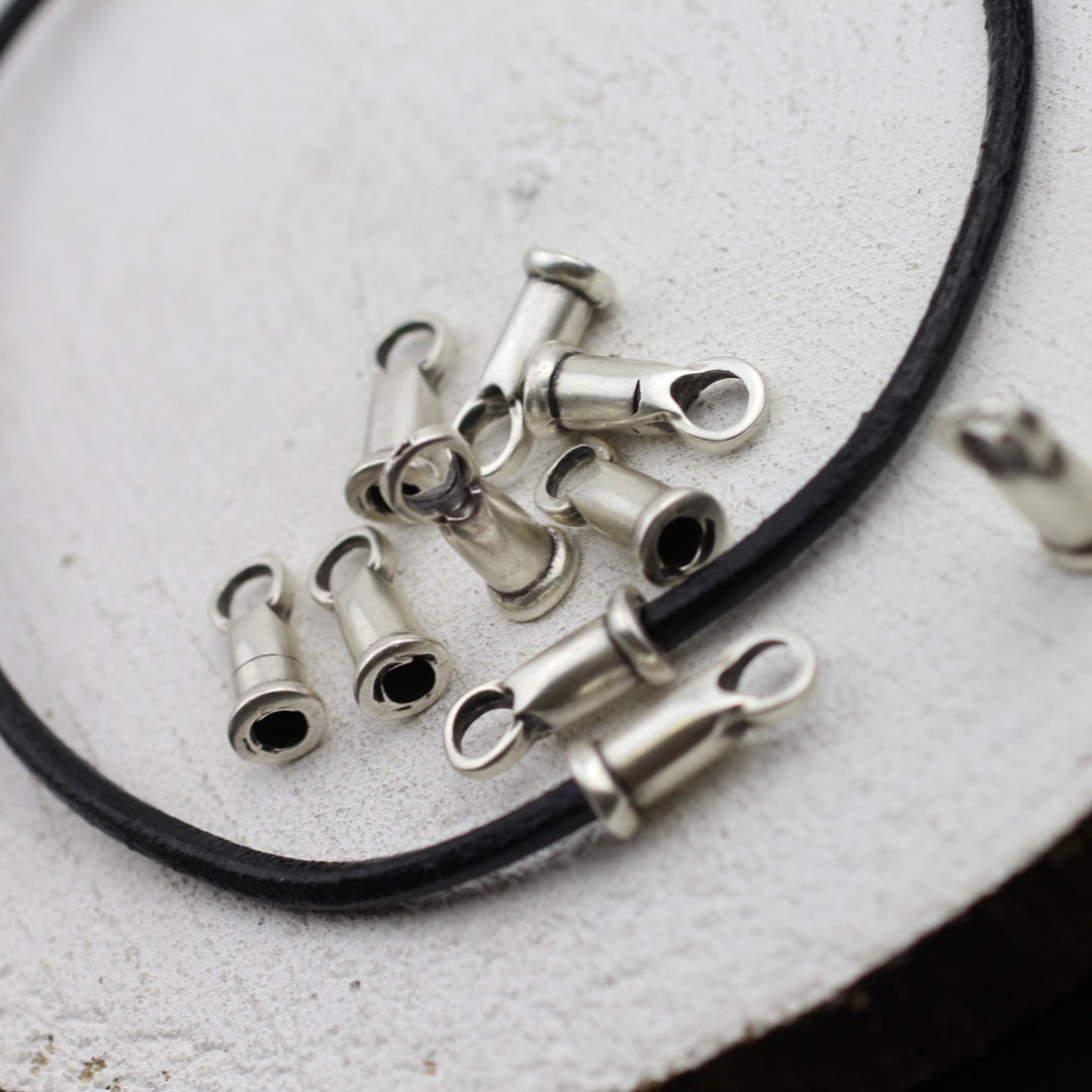 10pcs Bell End Cap Loop for Round Leather, Necklace End Caps, Bracelet ...