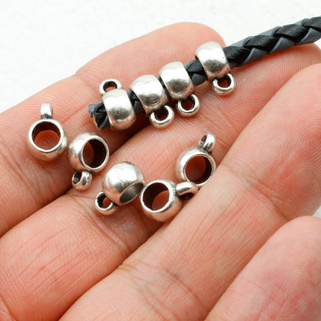 10 Antique Silver Bail Beads: Zamak Slider Charms (8x5 Mm) - Etsy