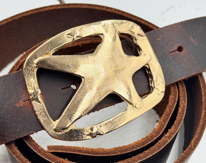 Light Gold Star Belt Buckle: Handmade Boho Western Accessory - Etsy
