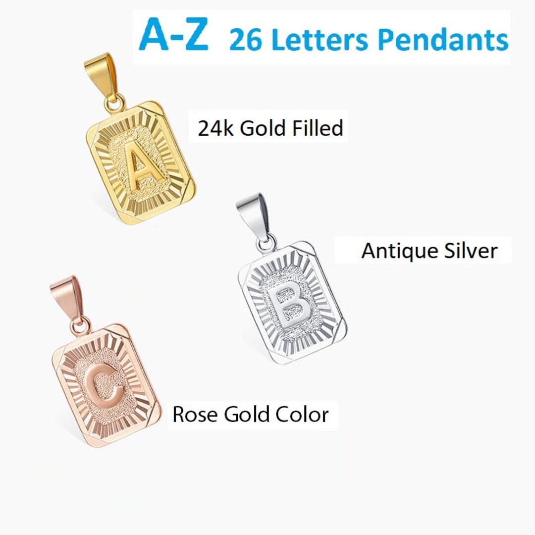 Alphabet Letter Pendant, Initial Letters Charms for Women Men Rose Gold ...