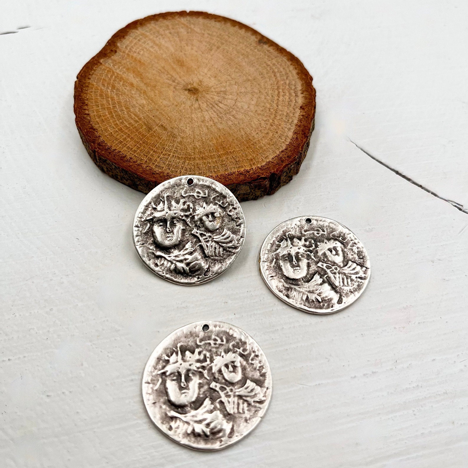 4 Antique Silver Human Figure Pendants: Embossed Charms (30mm) - Etsy