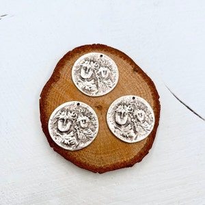 4 Antique Silver Human Figure Pendants: Embossed Charms (30mm) - Etsy