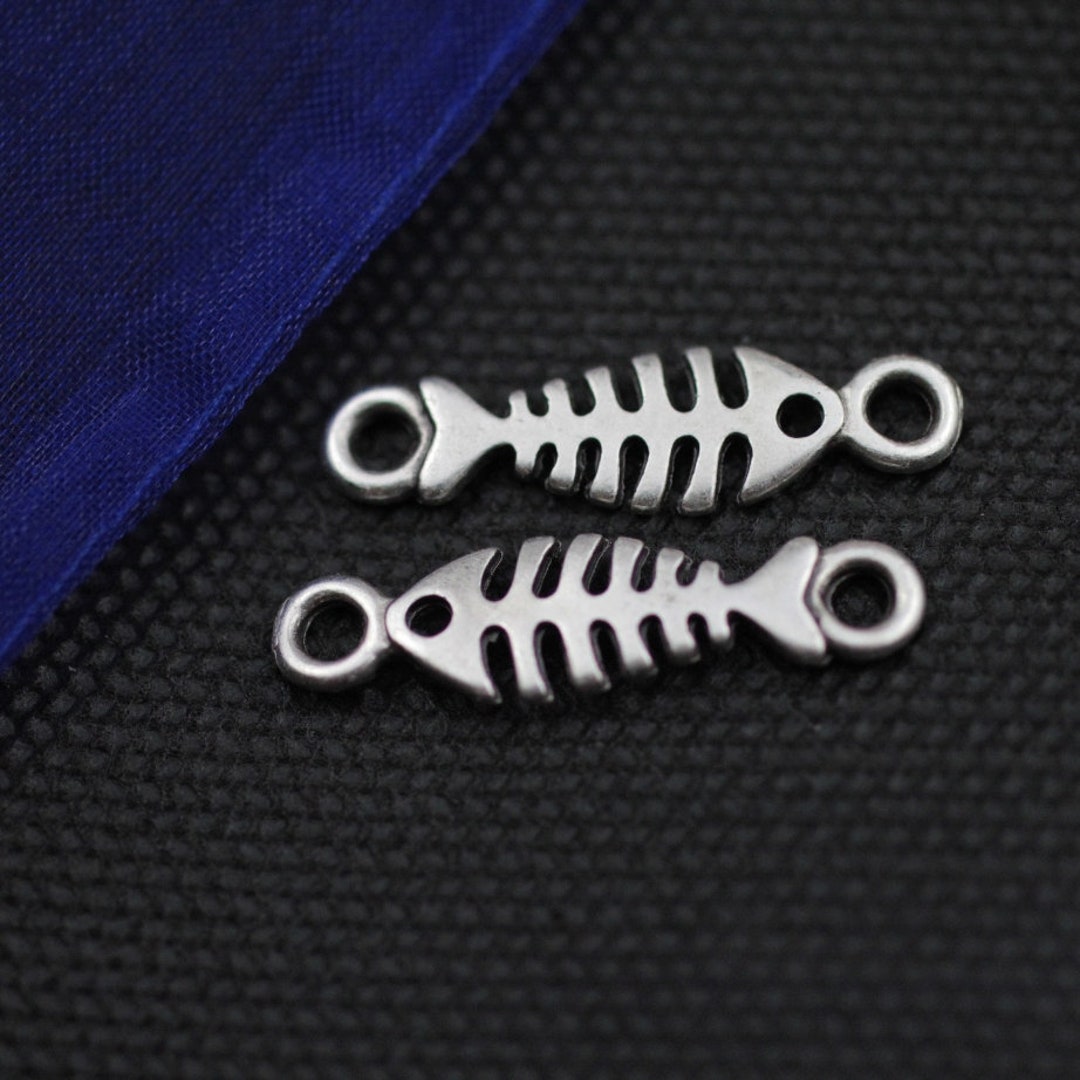 20 Pcs Silver Fish Bone Charm, Minimalist Fish Bone Charm, Jewelry ...