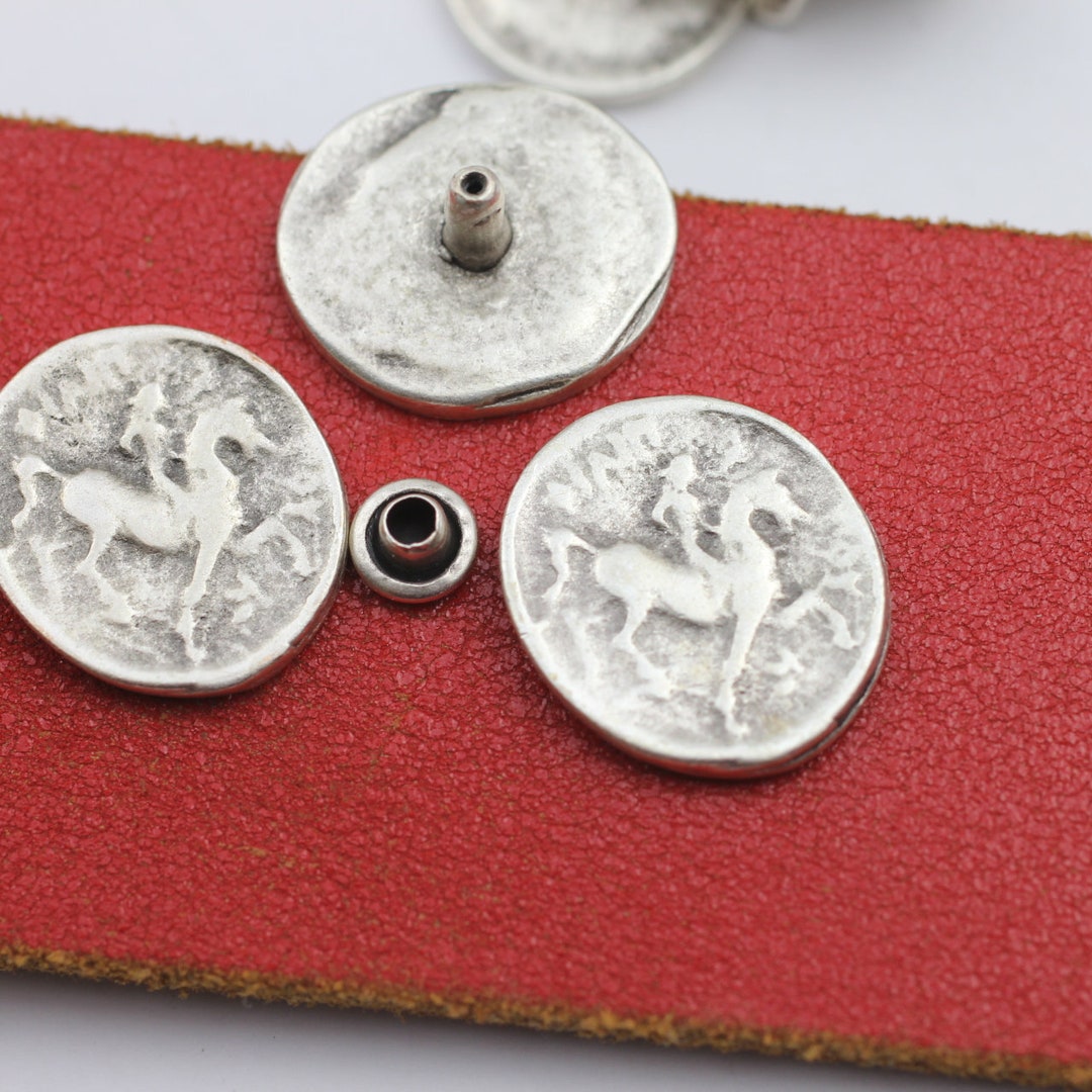 10 Antique Silver Coin Rivets: Western Leather Studs (18x16 Mm) - Etsy