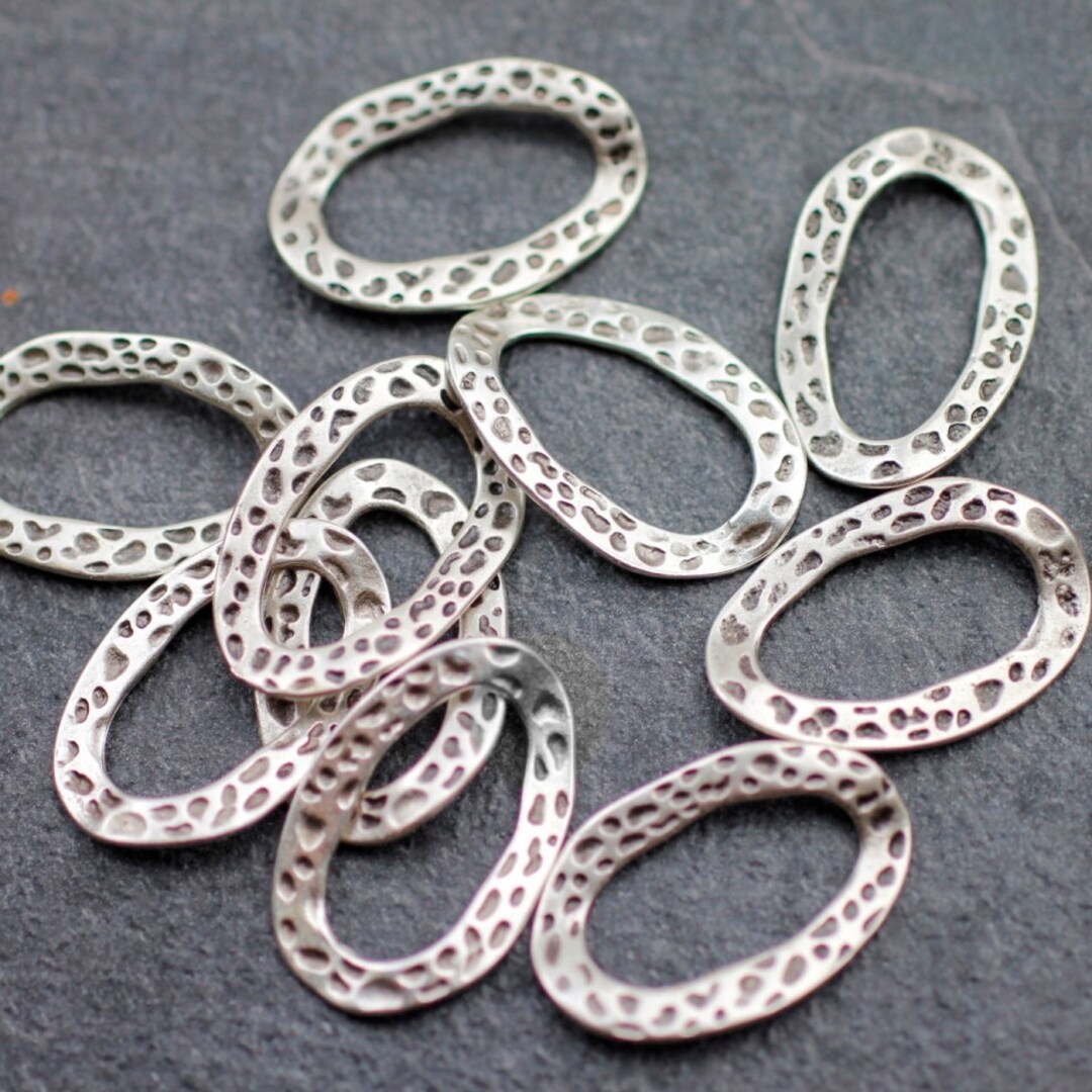 10 Sterling Silver Plated Oval Ring Connectors: Jewelry Making Supplies ...