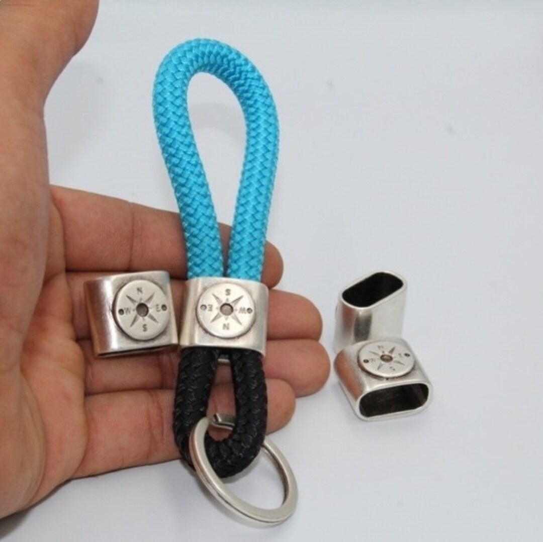 Compass Keychain Findings, DIY Keychain, Slider Beads, Round Leathers ...