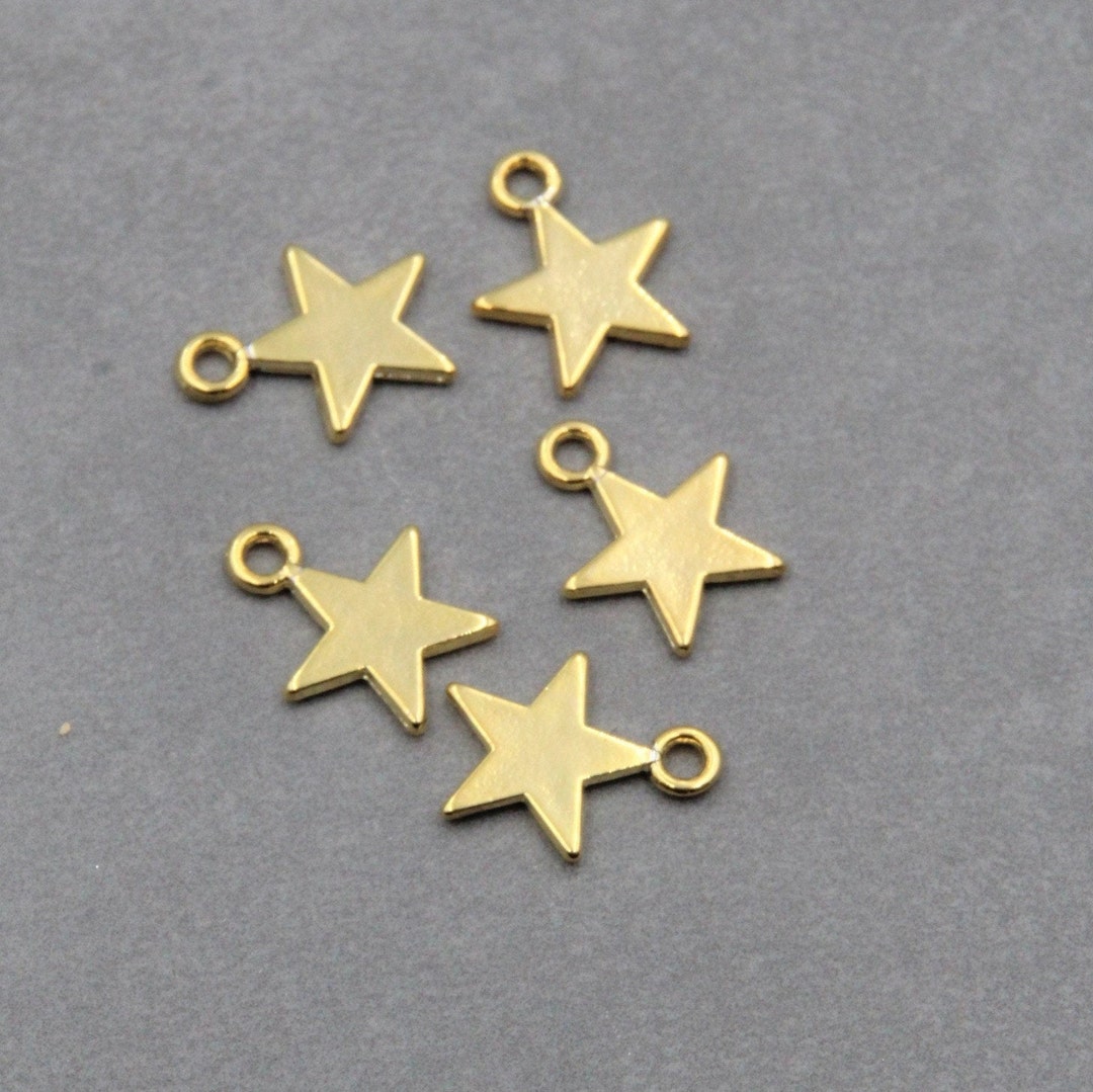 20 Gold Stars Plated With Real 24 Karat Gold, Star Charms, Star ...
