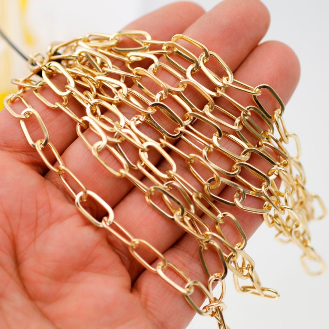 Paperclip Chains, 24k Gold Plated, Gold Chains, Unisex Chains, Yellow ...