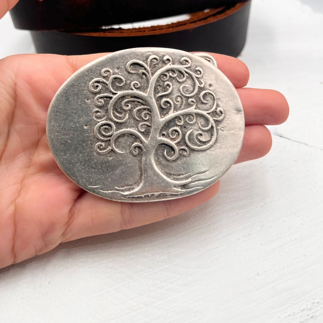Tree of Life Belt Buckle: Antique Silver Zamak, Fits 40mm Belts - Etsy