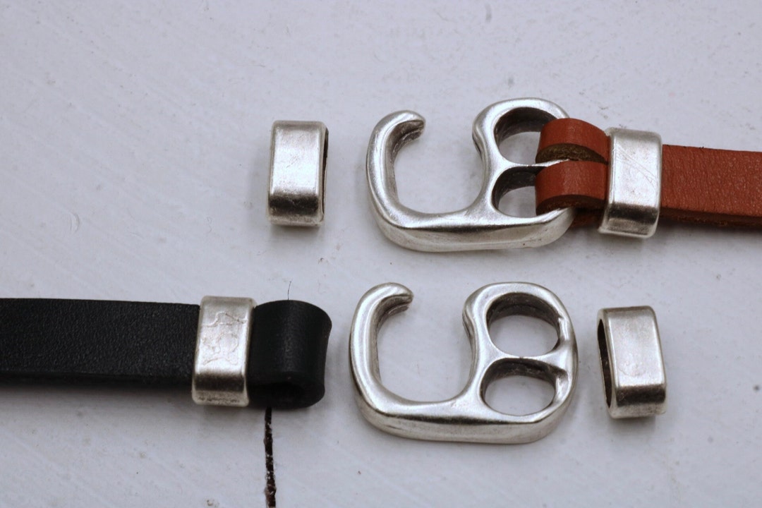 5 Set Hook Clasp, for Round Leather Cord, Silver Plated Bracelet Clasp ...