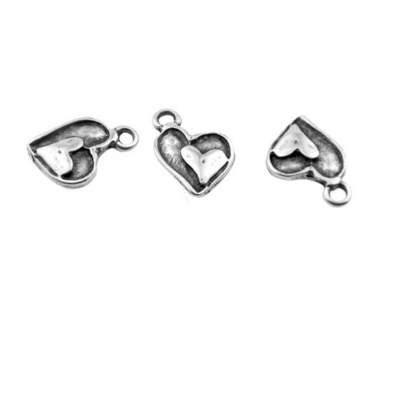 10 Antique Silver Heart Charms: Handmade Zamak Pendants - Etsy
