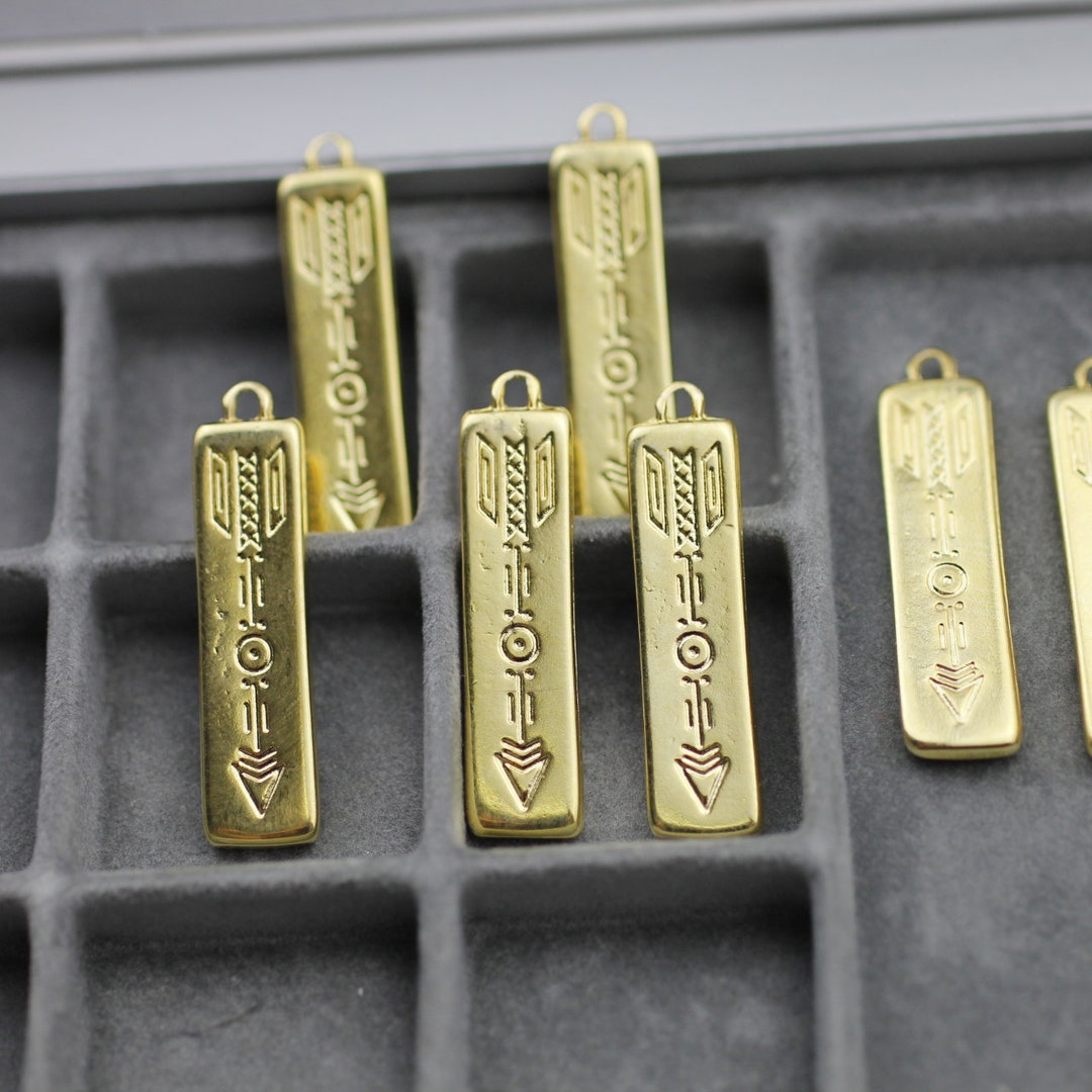 5 Gold Arow Charms, Arow Pendant, Shiny Gold Plated, Earrings ...
