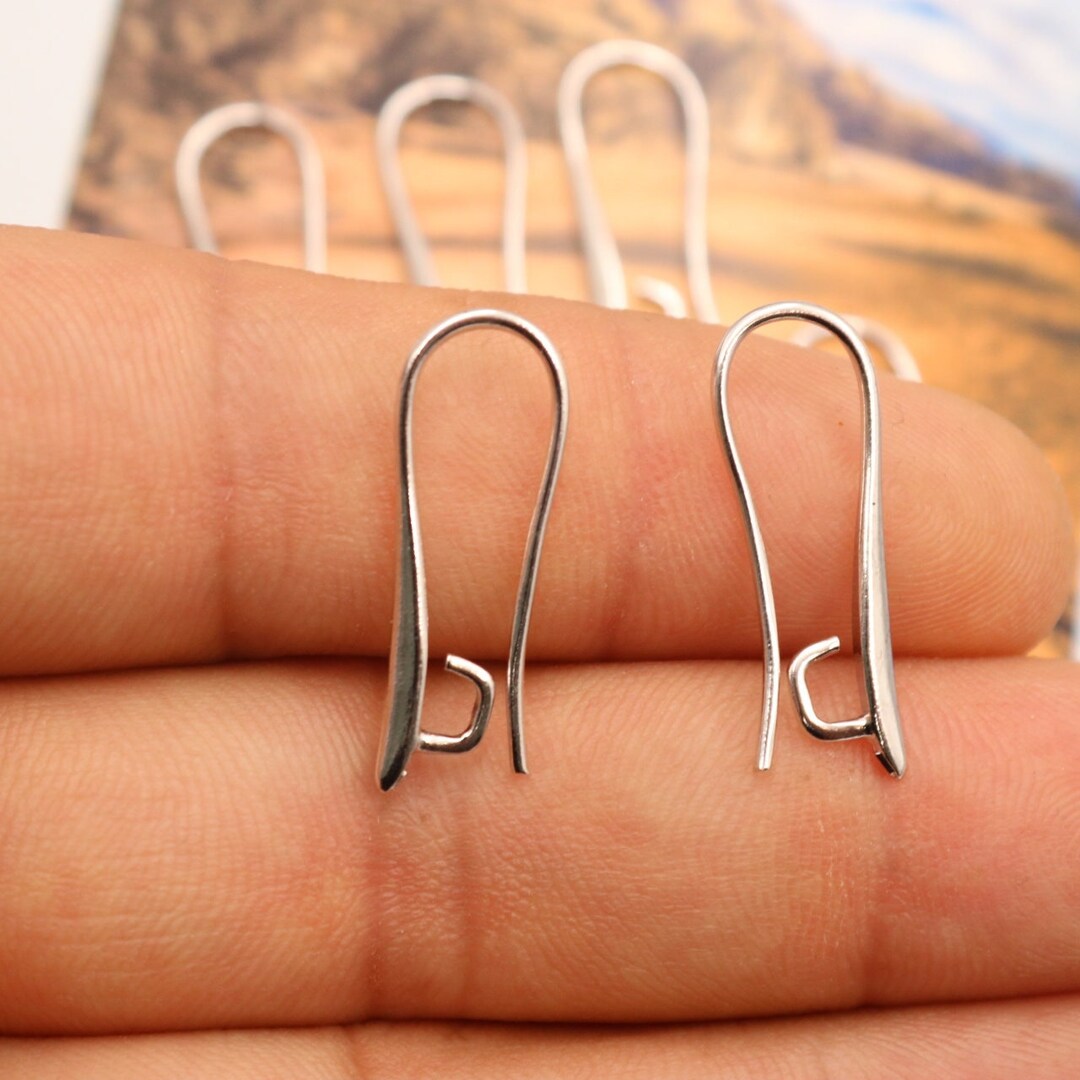 10 French Hooks, Ear Wire, Ear Hook With Clamp, Rhodium Earring Hooks ...