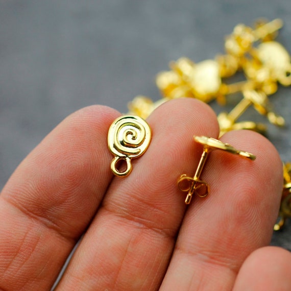 5 Pairs Wholesale Earring Findings Spiral Stud Earrings Celtic Spirals Earrings Post With Loop Earring Findings Gold Plated Zm1027 Go Etsy