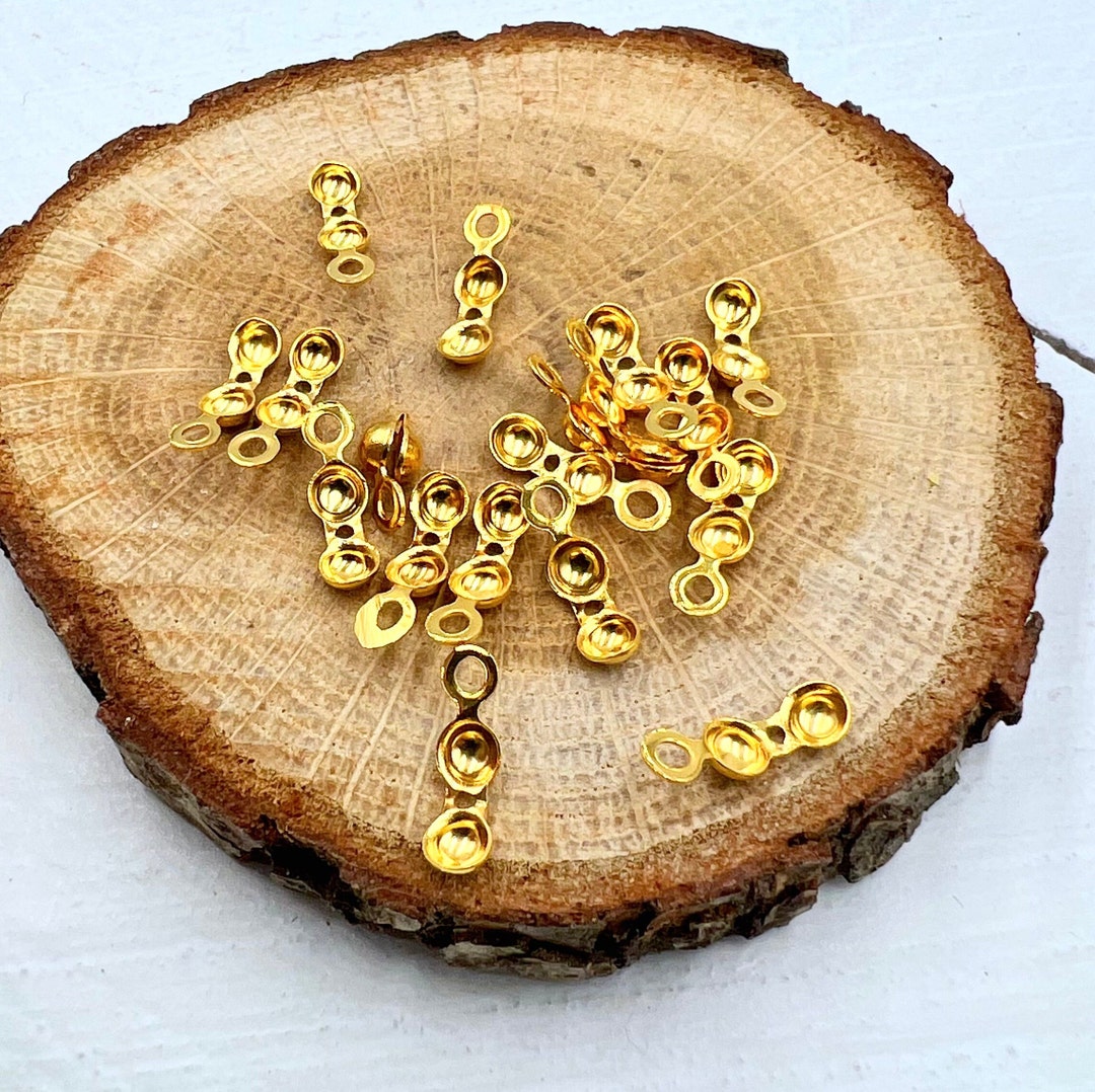 50 Pcs Fold Over Crimp Bead, Crimp Beads, Knot Covers, Gold Fold Over ...