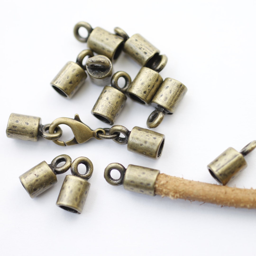 10 Antique Brass Cord End Caps: Zamak Tassel Caps for 5mm Leather - Etsy
