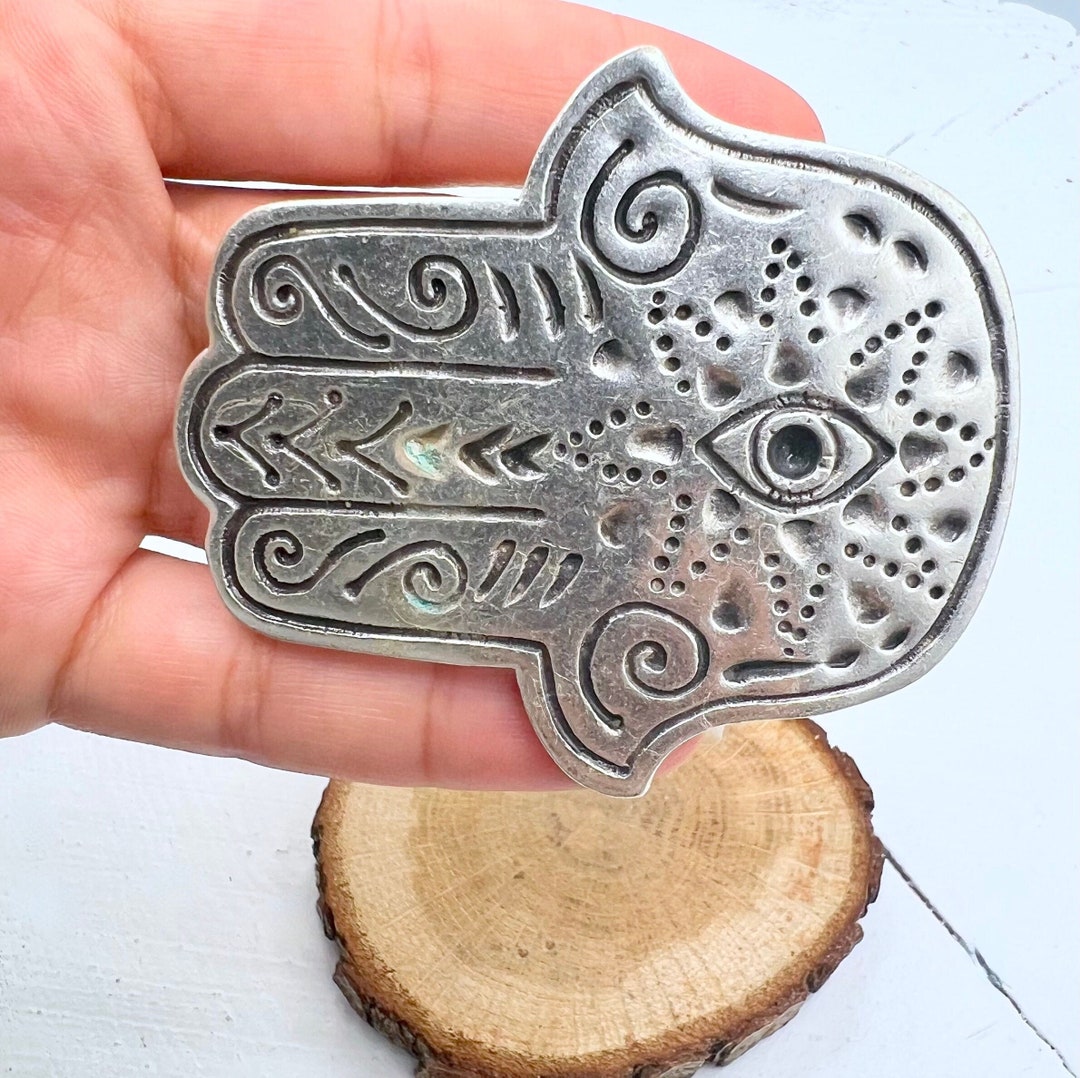 Hamsa Hand Belt Buckle: Antique Silver Hippie Style - Etsy