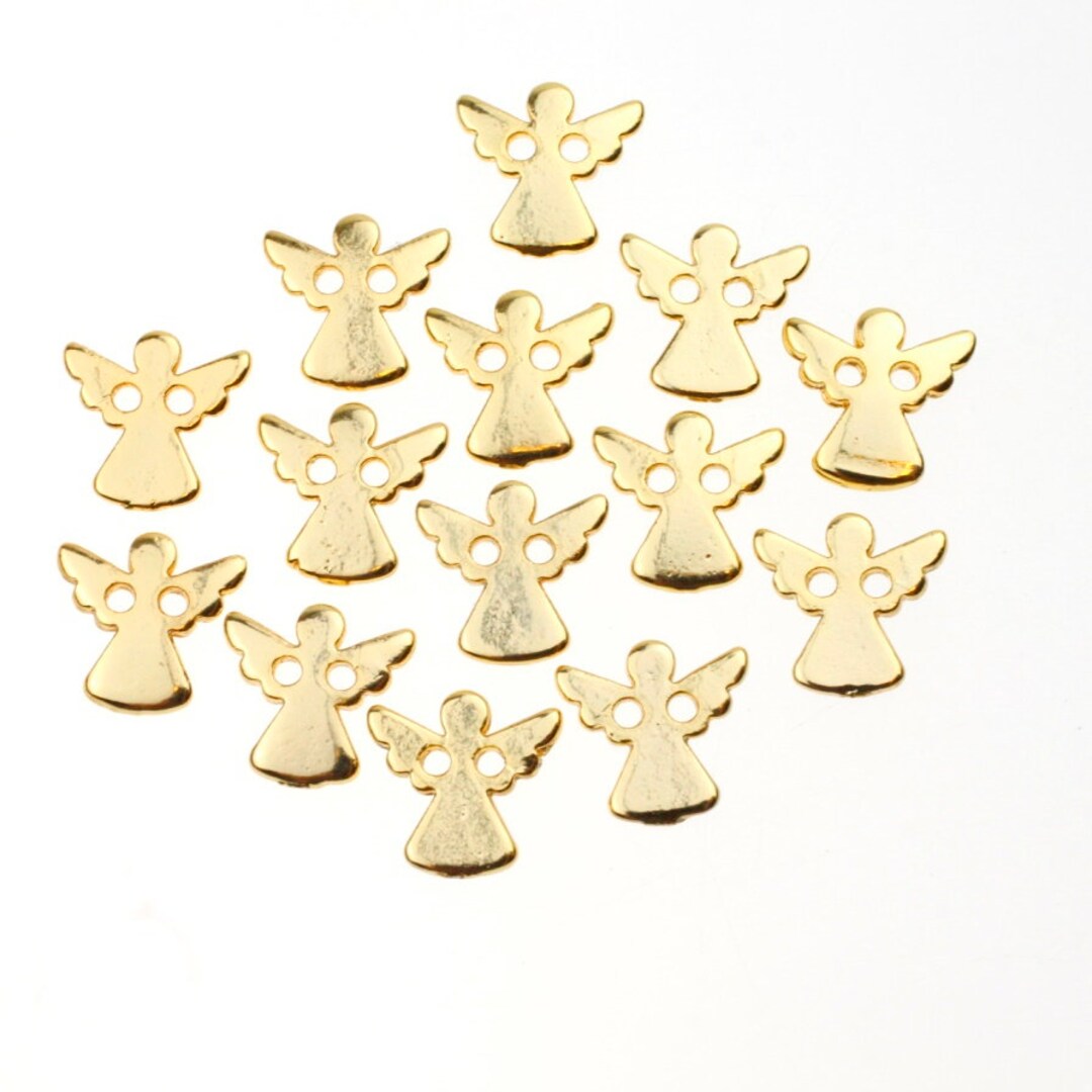 30 Gold Plated Angel Connector Charm, Guardian Angel Connector for ...