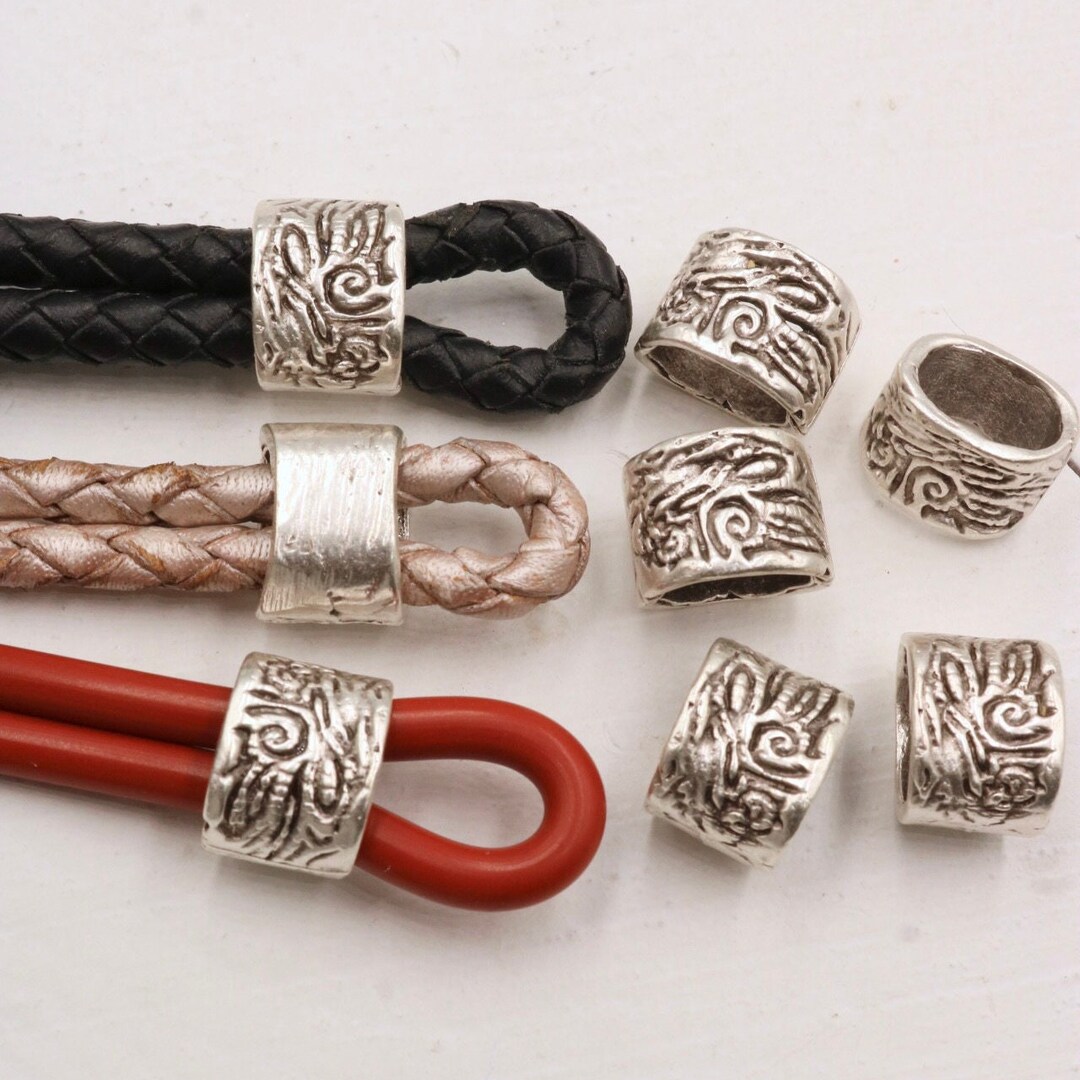 Oval Slider Beads, Spacers Slide Beads Charms, Silver Plated Slider ...