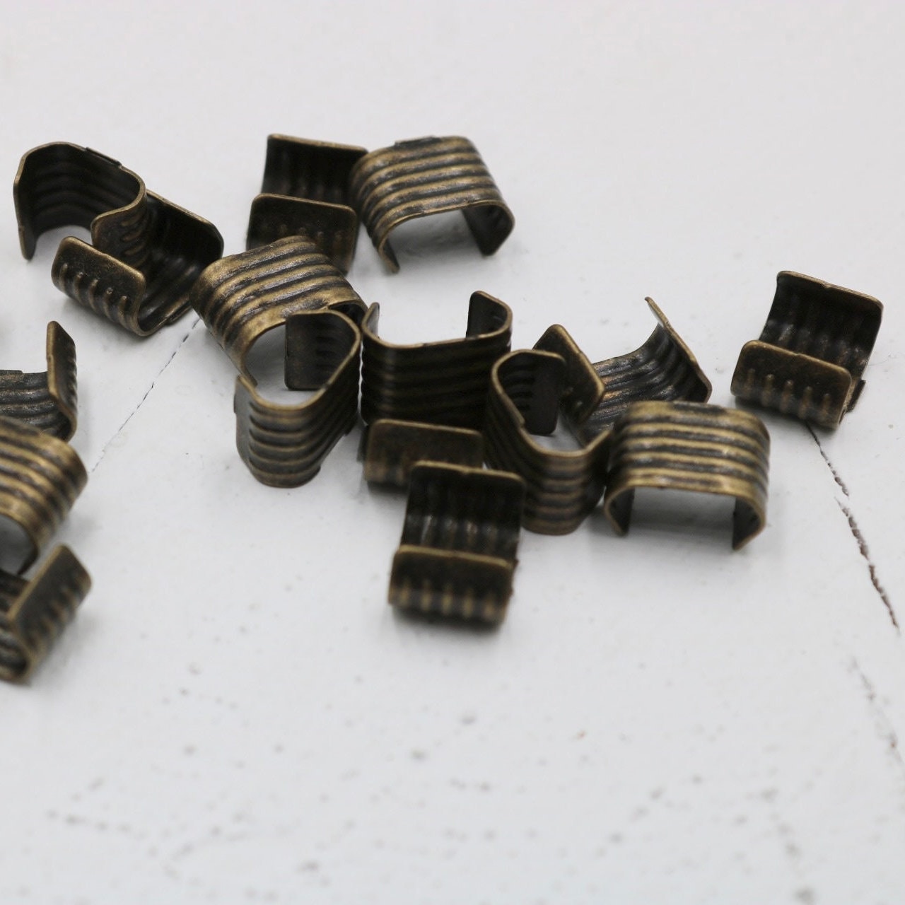 Antique Bronze Crimp Fastener Metal Rectangle Crimp Small - Etsy