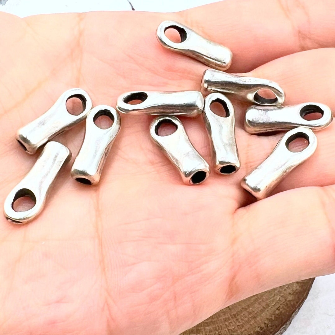 10 Pcs Leather Cord End Caps, Crimp End Beads, Antique Silver Cord End ...