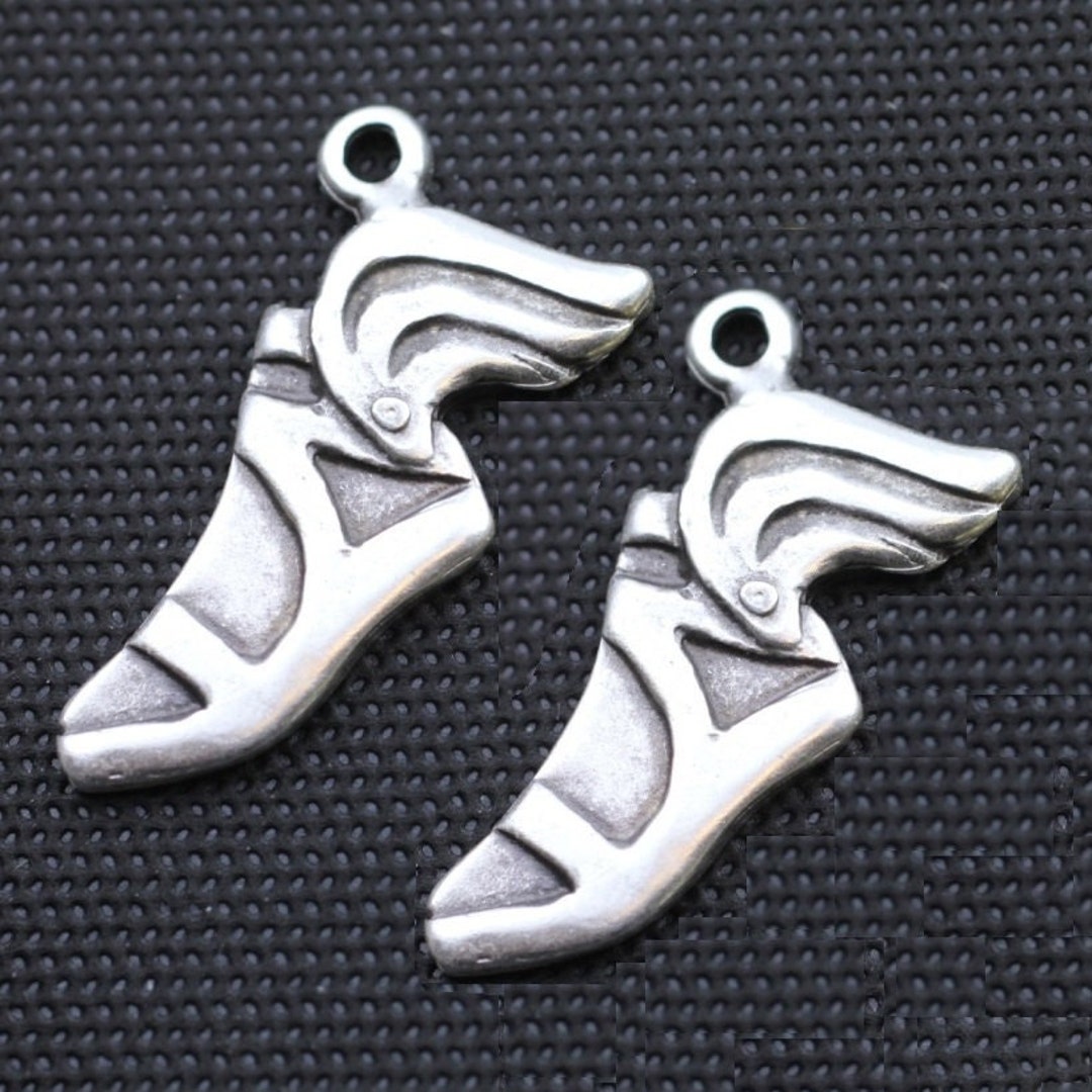 5 Winged Sandal Charms: Antique Silver Talaria, Greek God Jewelry ...