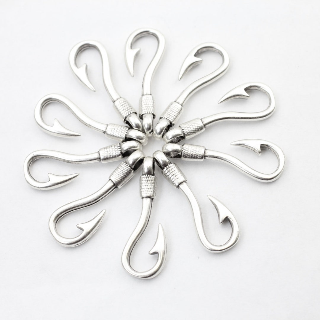 10 Antique Silver Fish Hook Charms: DIY Jewelry Supplies - Etsy