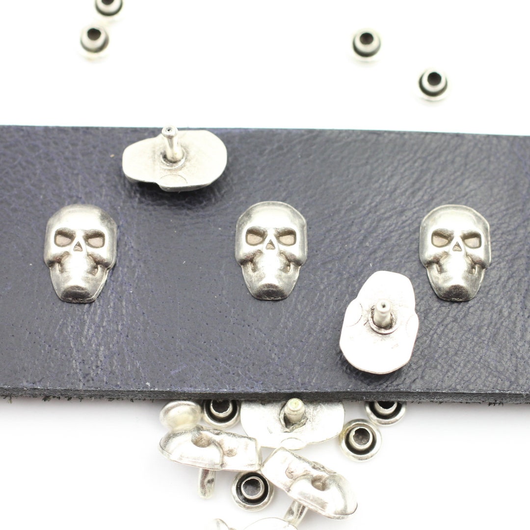 10pcs Antique Silver Skull Rivets: Leather Craft Studs - Etsy
