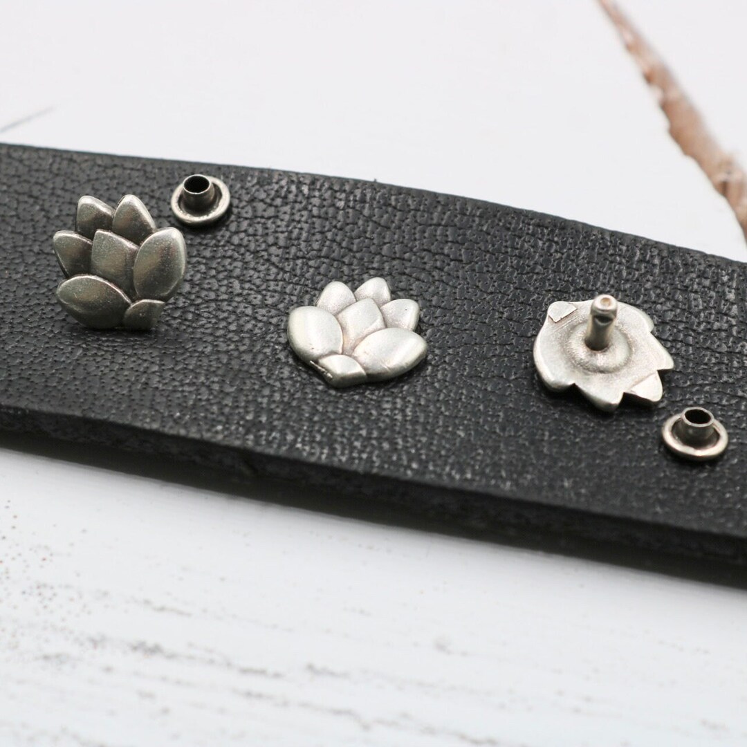 Antique Silver Lotus Flower Rivets, Yoga Meditation Rivets, Good Luck ...