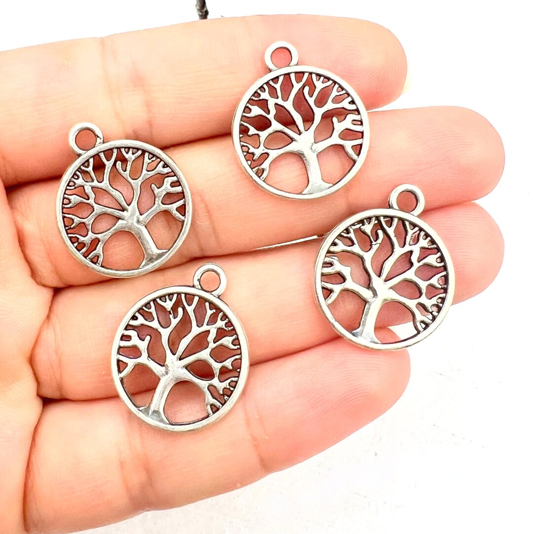 10 Antique Silver Tree of Life Charms: Double Sided Pendants - Etsy