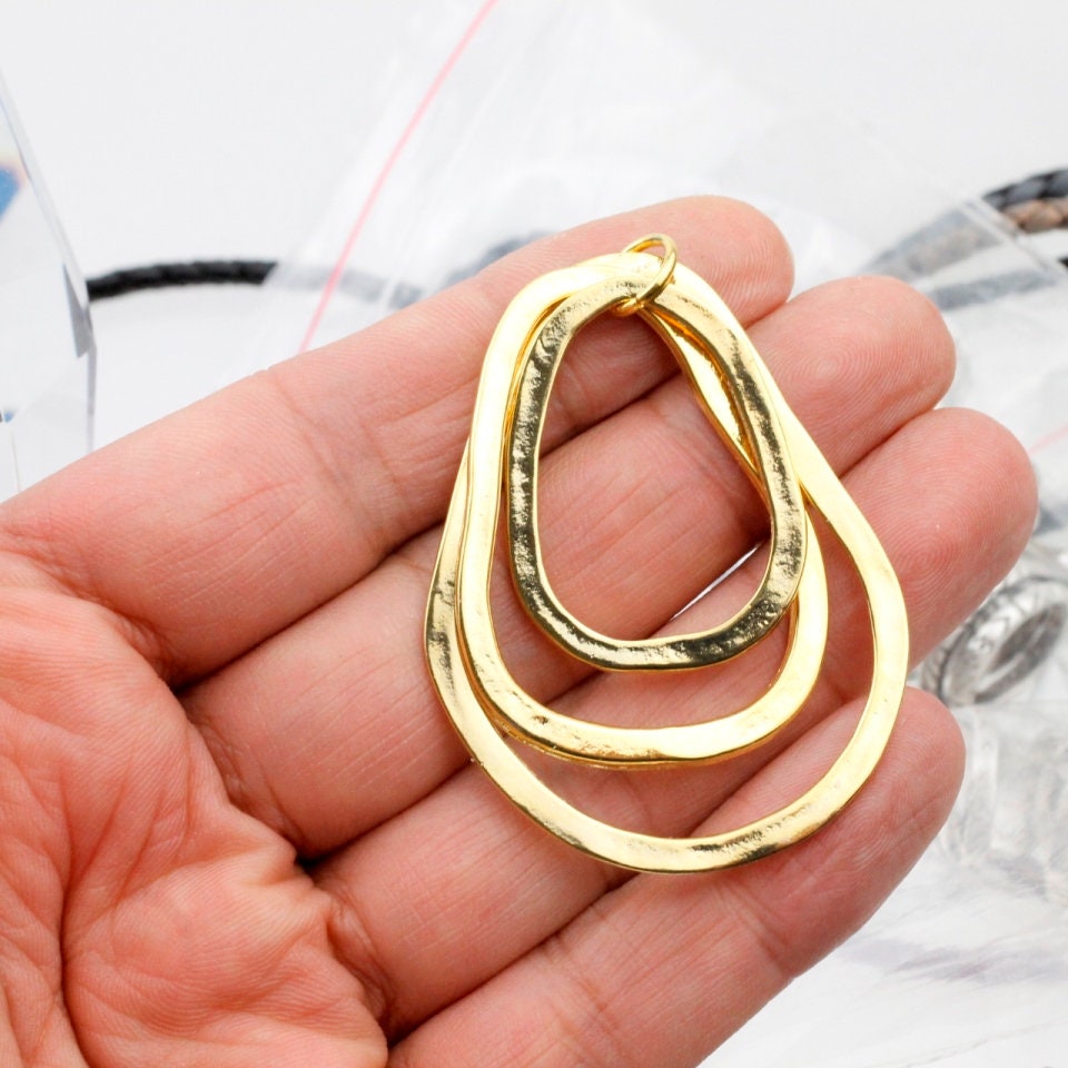 Pear Shape Circle Pendant 24k Gold Plated circle necklace | Etsy