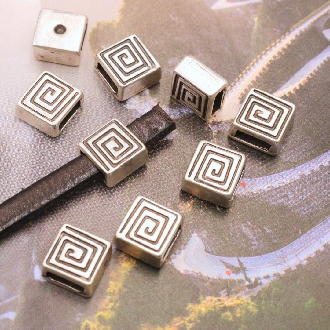 Spiral Design Beads, Silver Ton Swirl Charms, Swirl Beads Bracelet ...