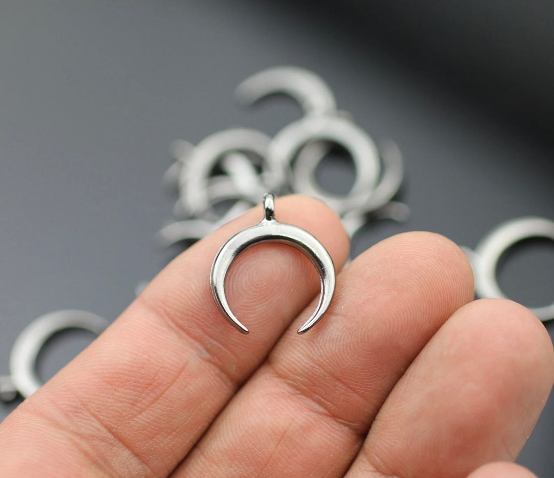 20 Gun Metal Crescent Moon Charms Pendant, Moon Charm, Half Moon Charms ...