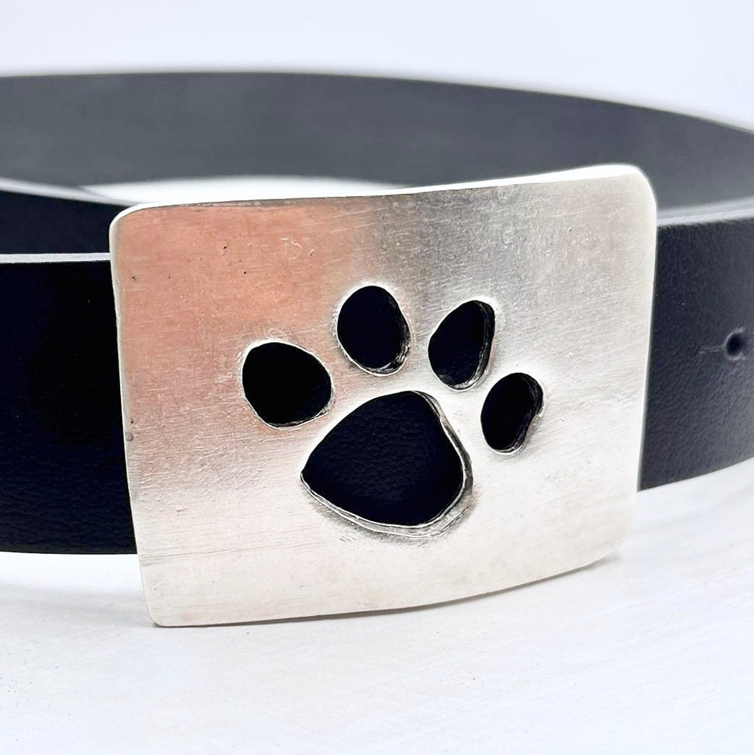 Animal Belt Buckle, Antique Silver Plated Belt Buckle, Silver Paw Belt ...